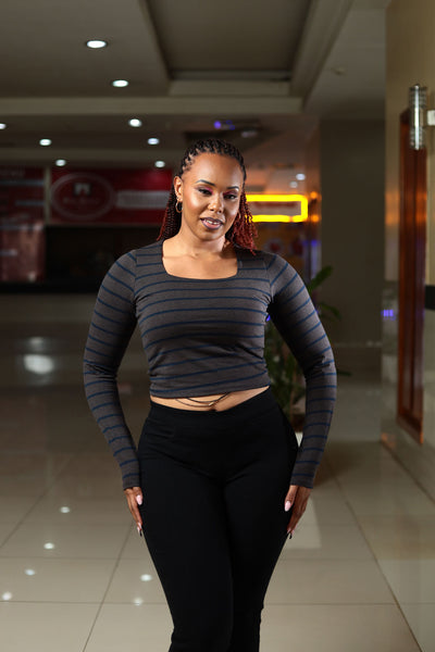 SA Brown Stripped Long Sleeve Tank Top – Sarai Afrique